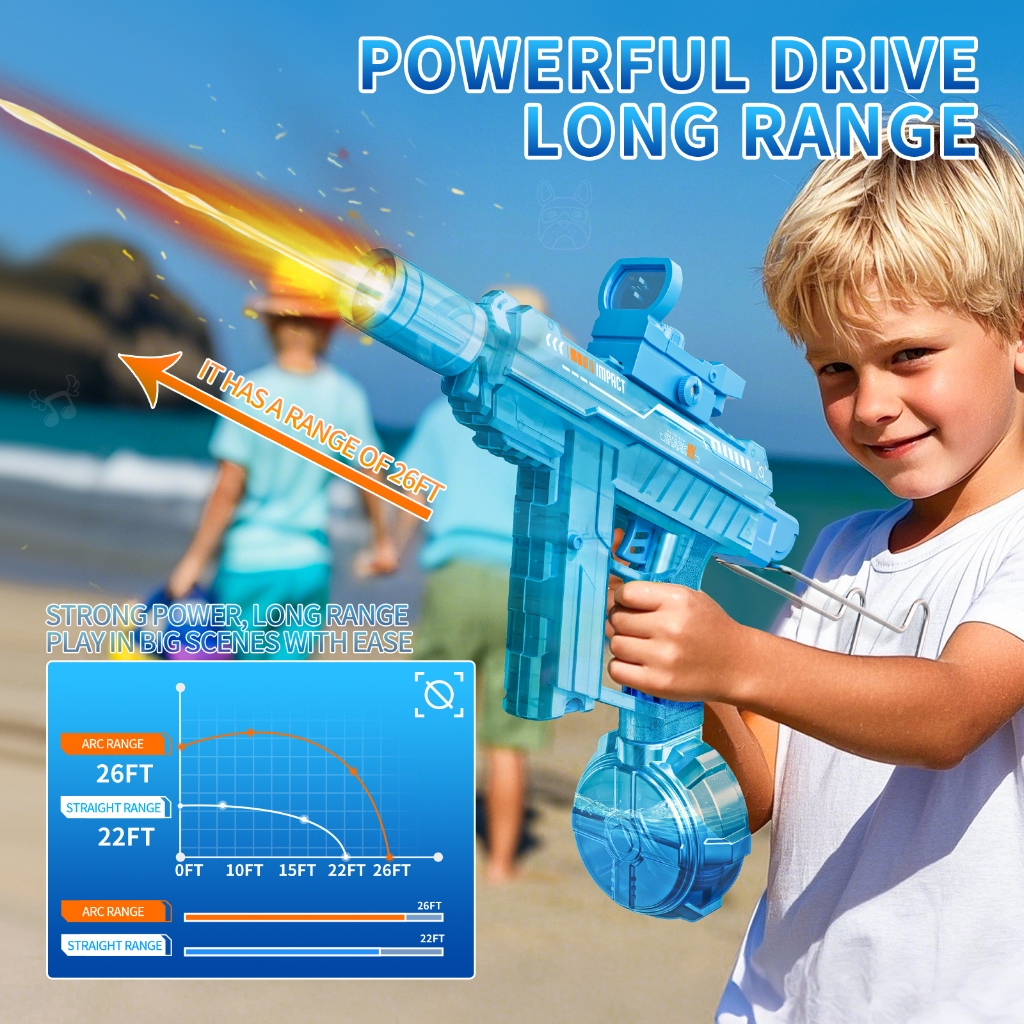 【Little Inventor】Uzi Water Gun Simulated Flame Recoil Water Gun Toy ...