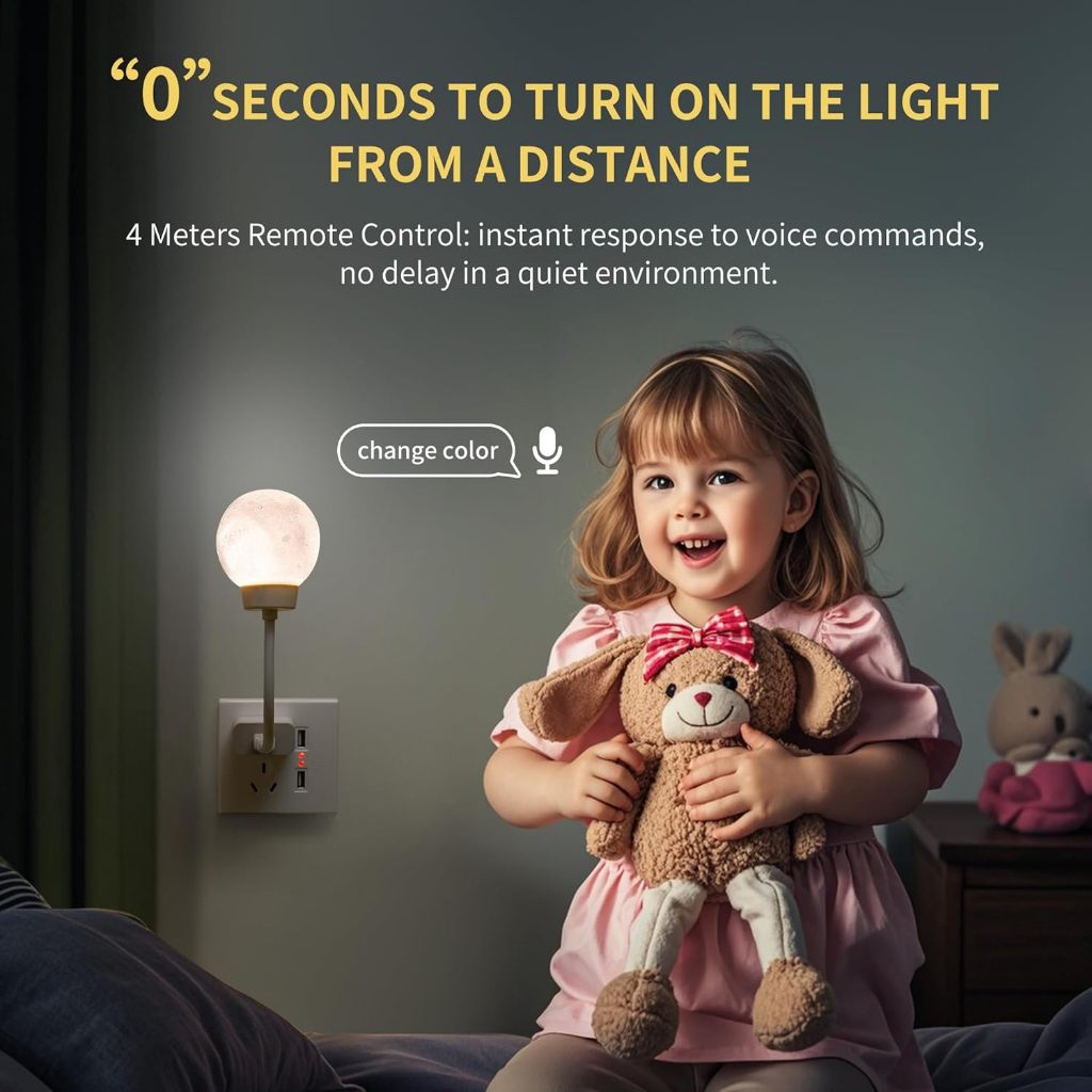 Moon Light Voice Control Moon Light USB Lamp Voice Smart LED Night Bed ...
