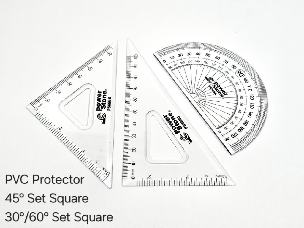 PVC Protector Ruler 30°/60° Set Square 45° Set Square Math Ruler 半圆尺直角尺 ...
