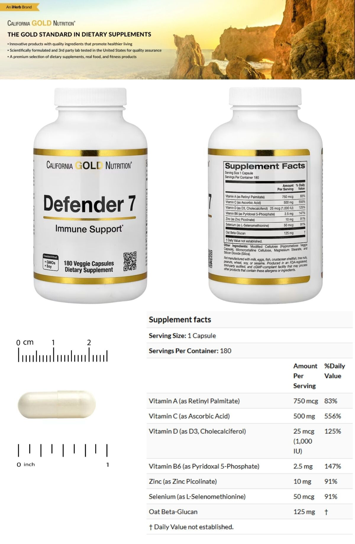 California Gold Nutrition, Defender 7 with Vitamin A, Zinc, Selenium ...