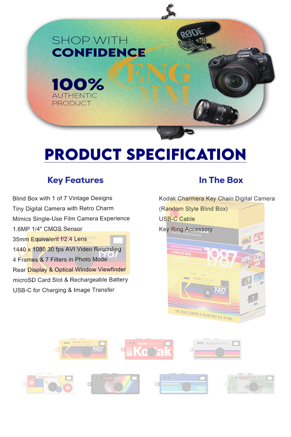 Kodak Charmera Key Chain Digital Camera(READY STOCK) (Random Style ...