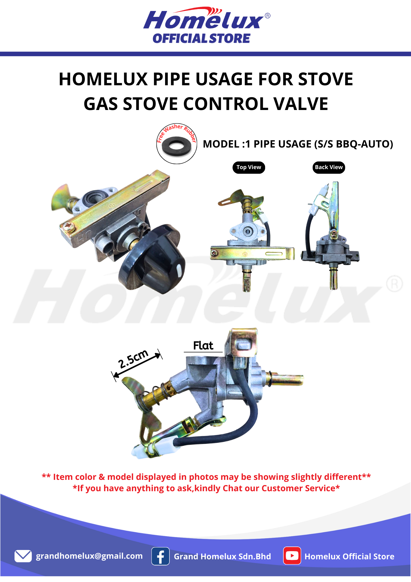 HOMELUX SPARE PART FOR GAS STOVE BURNER GAS STOVE CONTROL VALVE ...