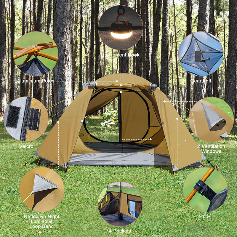 WTHB Camping Backpacking Tent Outdoor Portable Folding Double-layer ...