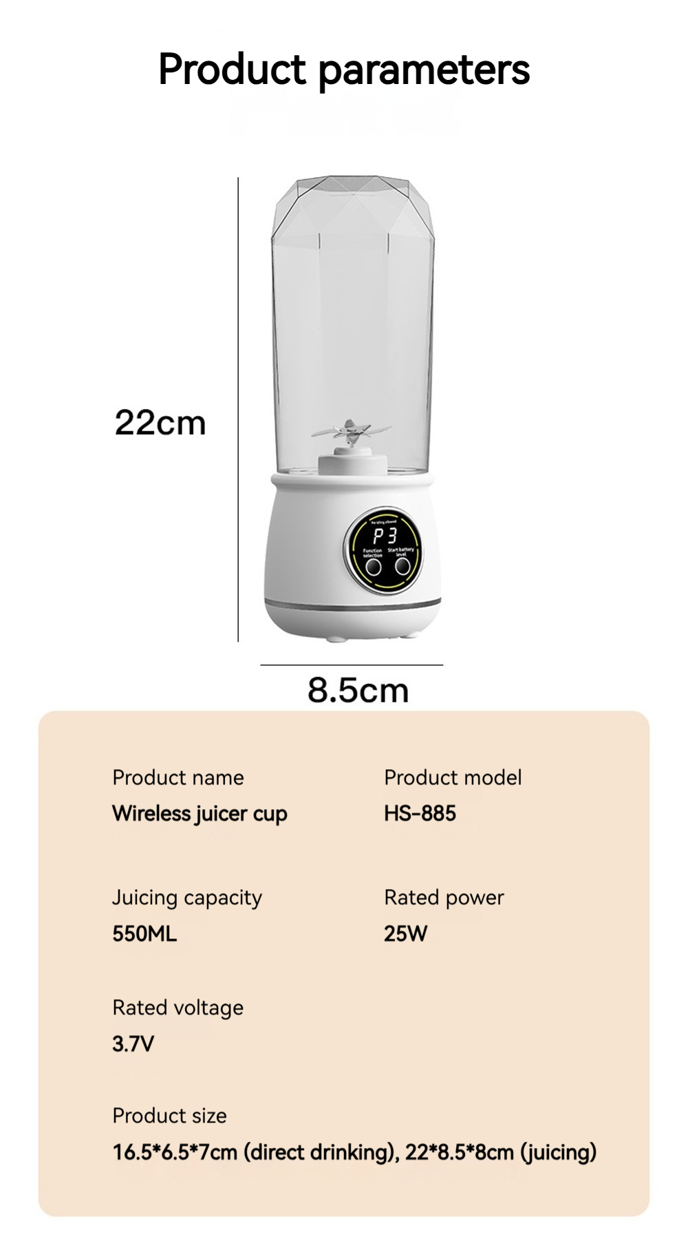 INSMART 3Speed Portable Juicer Crushed Ice Electric Mixing Cup ...