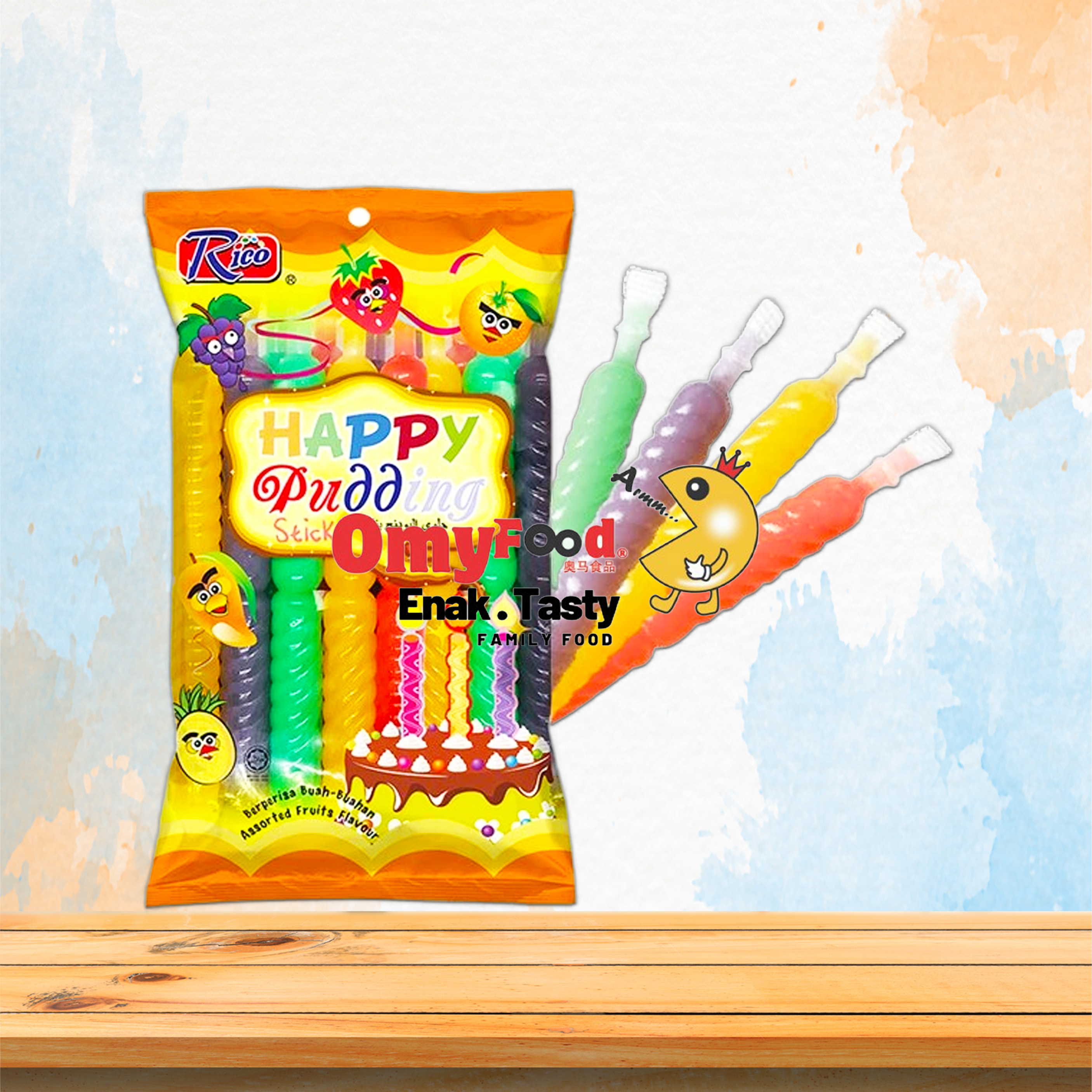40g x 24pcs Rico Happy Pudding Stick Assorted Fruit Flavour [OmyFood ...