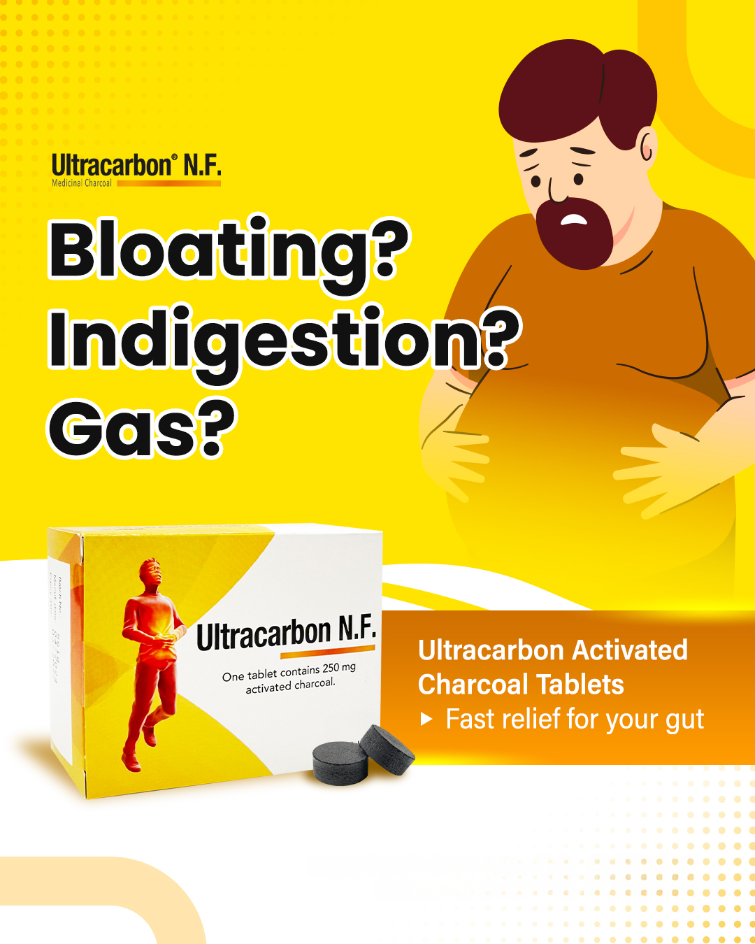 ULTRACARBON N.F. Medicinal Charcoal Tablet 250mg Made in Germany ...