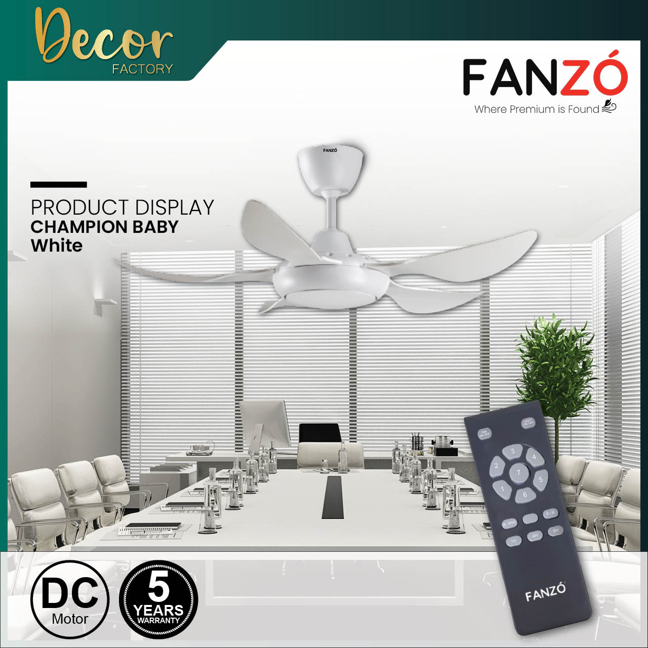 FANZÓ Fan FANZO CHAMPION Baby Fan [NEW] 38" 5 Blades 7 Speed DC Motor ...