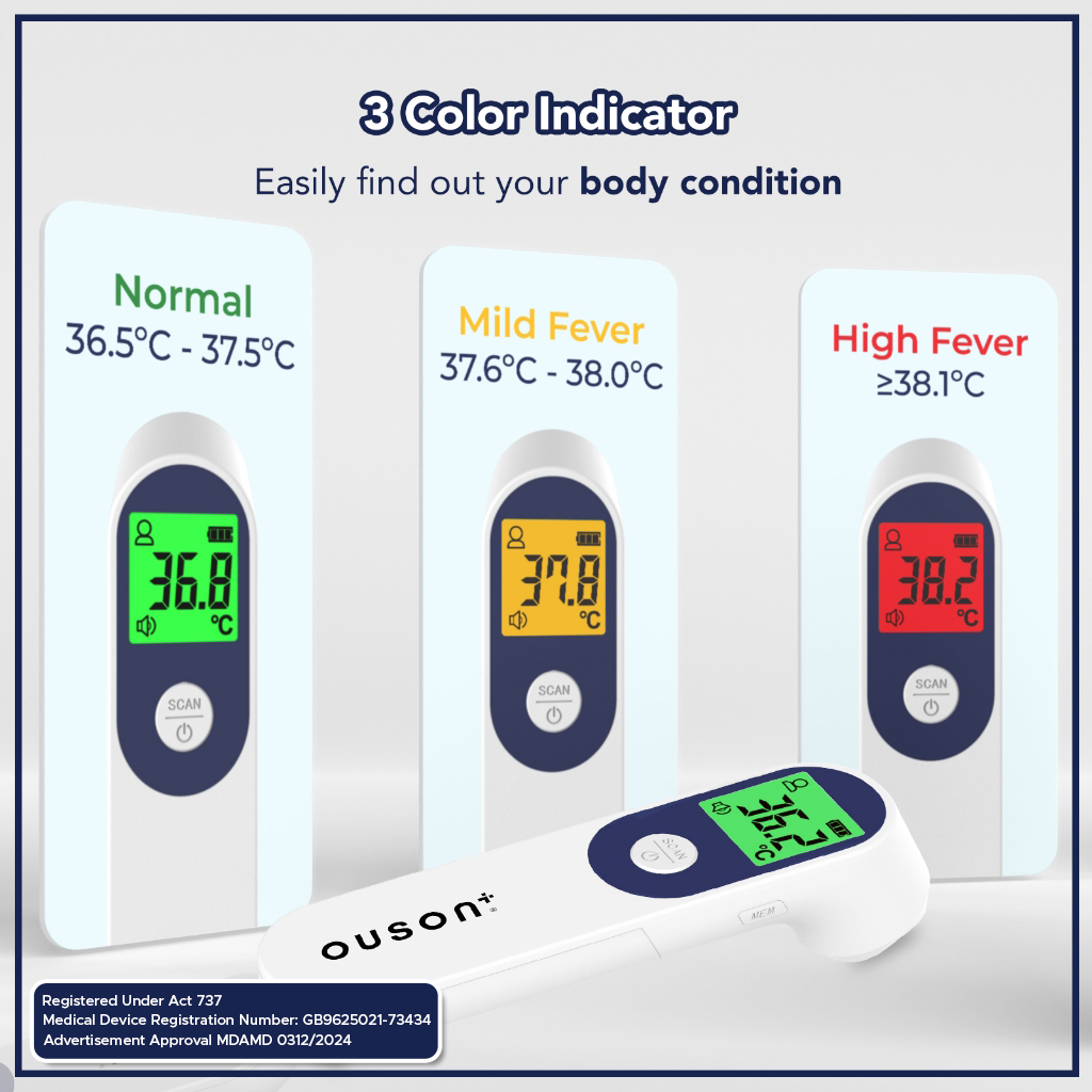 OUSON Infrared Thermometer Baby Digital 4 In 1 Temperature Termometer ...