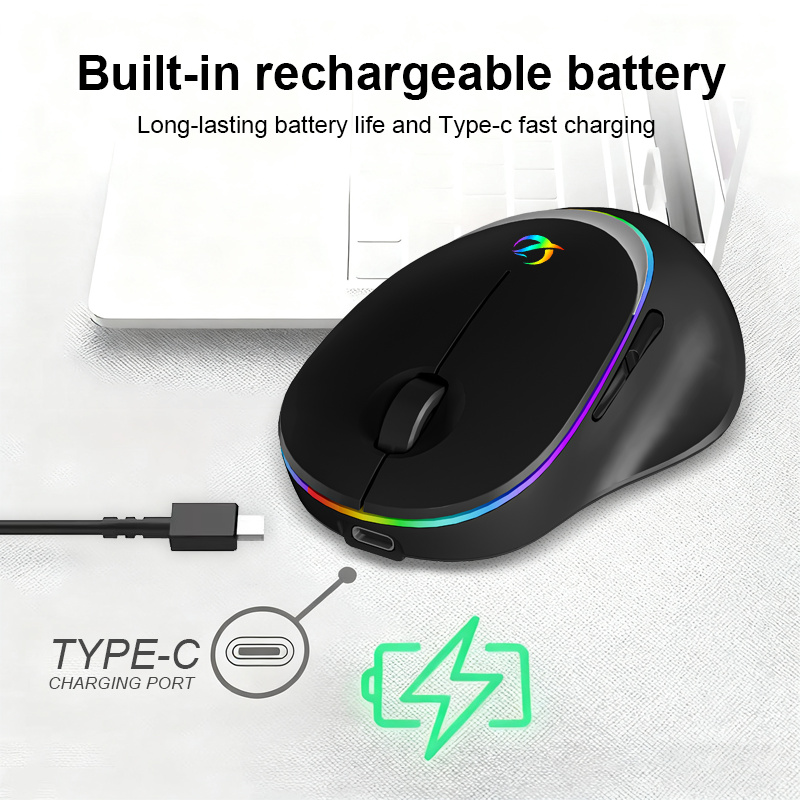 Shinkle 2.4G Wireless Gaming Mouse 1600 DPI, Rechargeable Optical Mouse ...