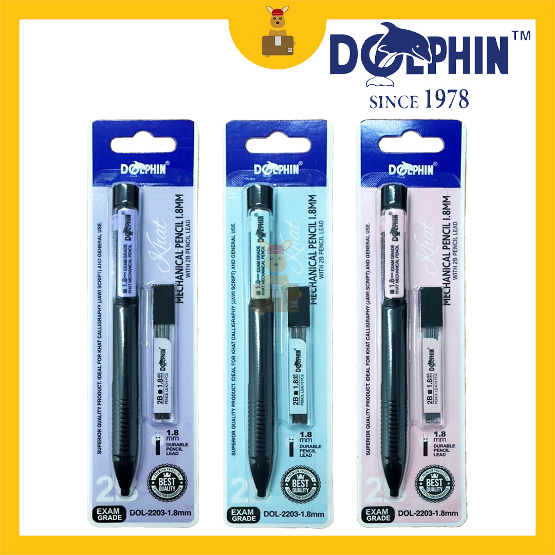DOLPHIN Khat Exam Grade Mechanical Pencil 1.8mm with 2B Pencil Lead ...
