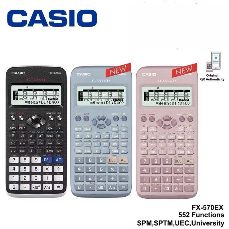 scientific Calculator Casio FX-570EX Classwiz Pink Blue Black School ...