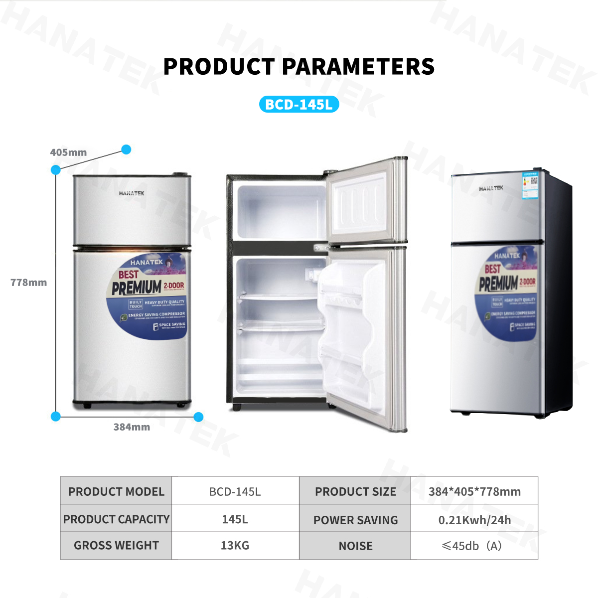 HANATEK Mini Refrigerator With Freezer 145L For Room Frost Fridge Save ...