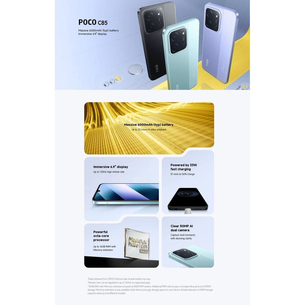 POCO C85 5G Smartphone (8GB+256GB) – 6.9" Display | 50MP AI Camera ...