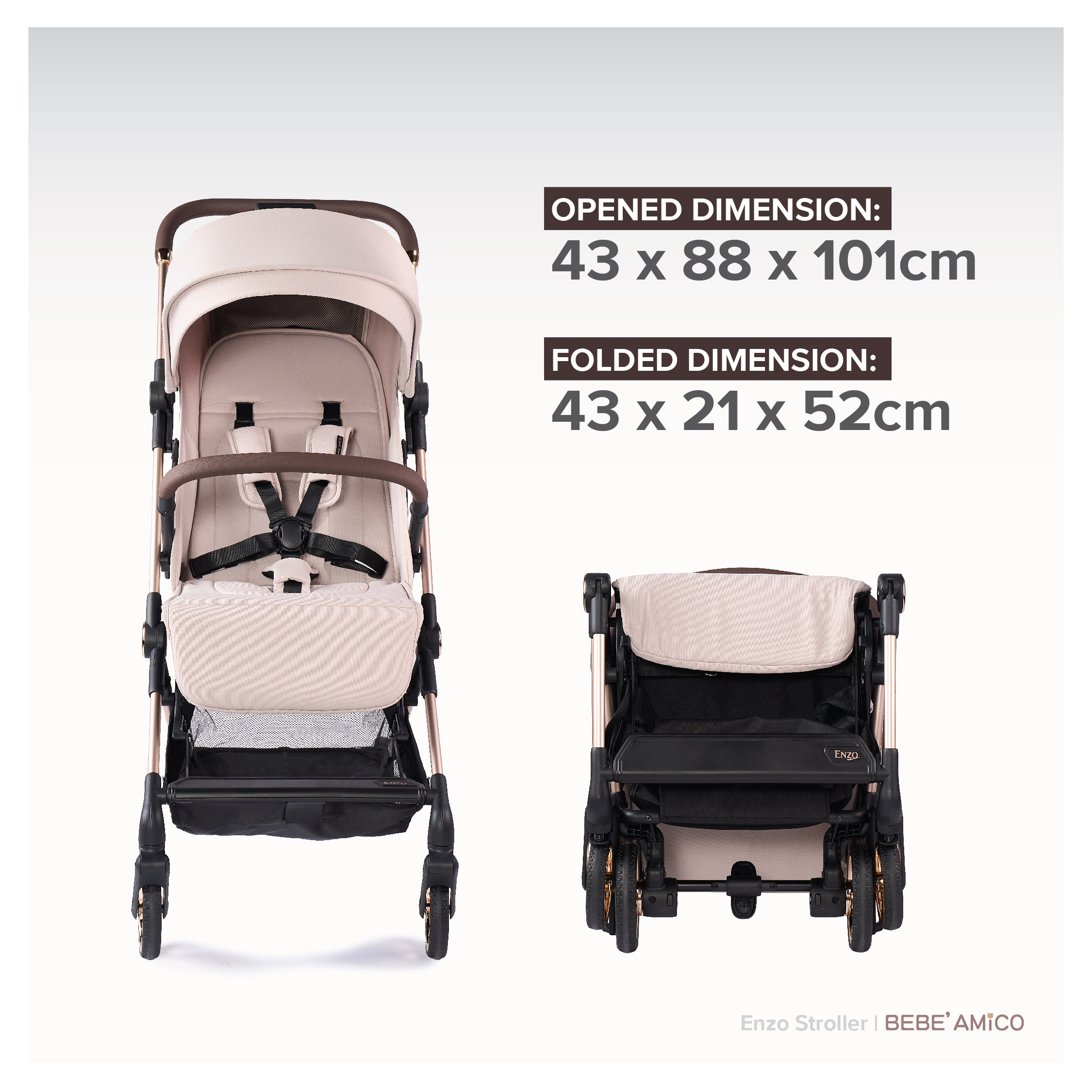 Bebe Amico Official Store Enzo Lightweight One Way Facing Stroller (5 ...