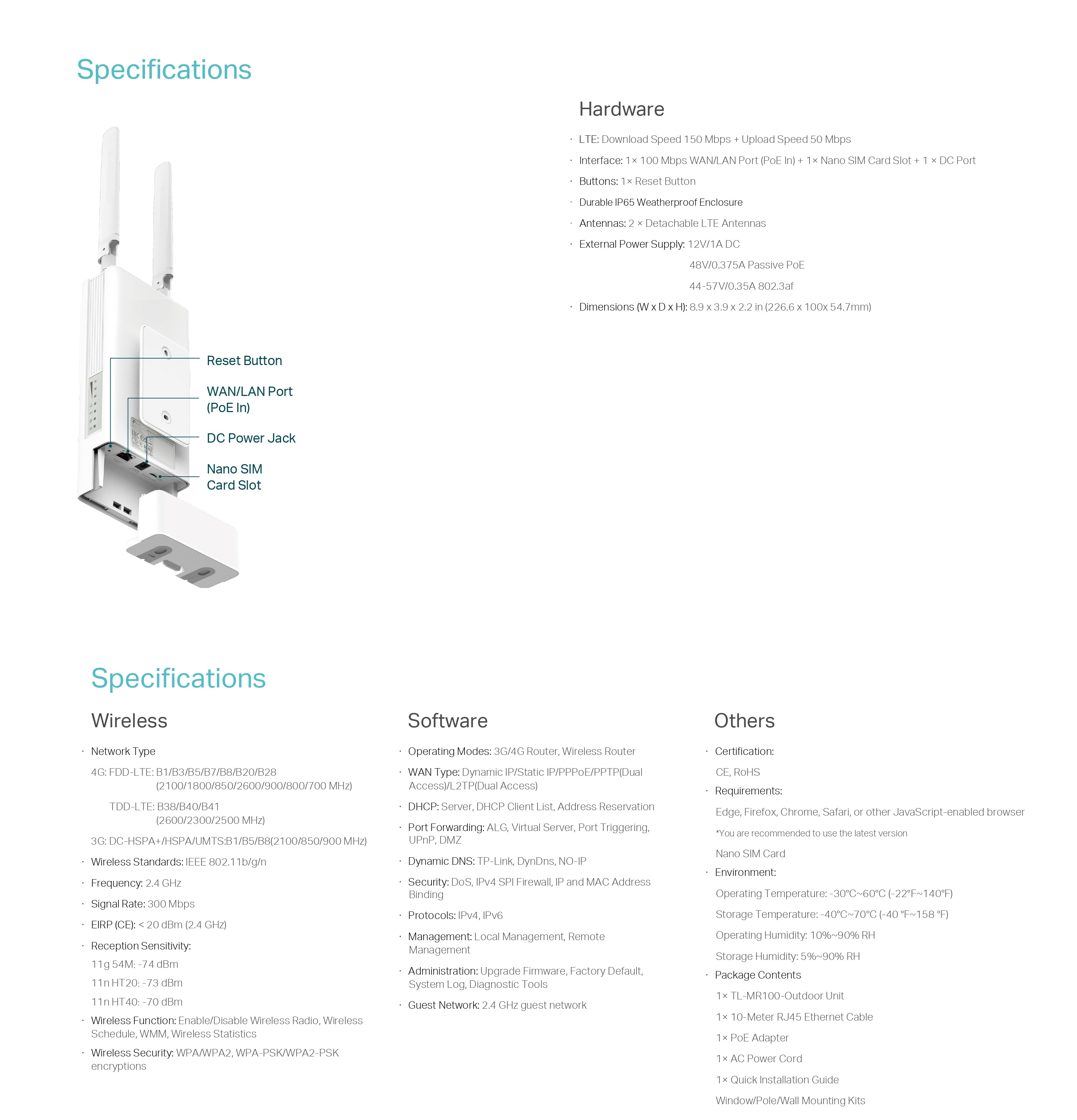 TP-LINK TL-MR100 / TL-MR105 / ARCHER MR505 4G+ / TL-MR101 / TL-MR100 ...