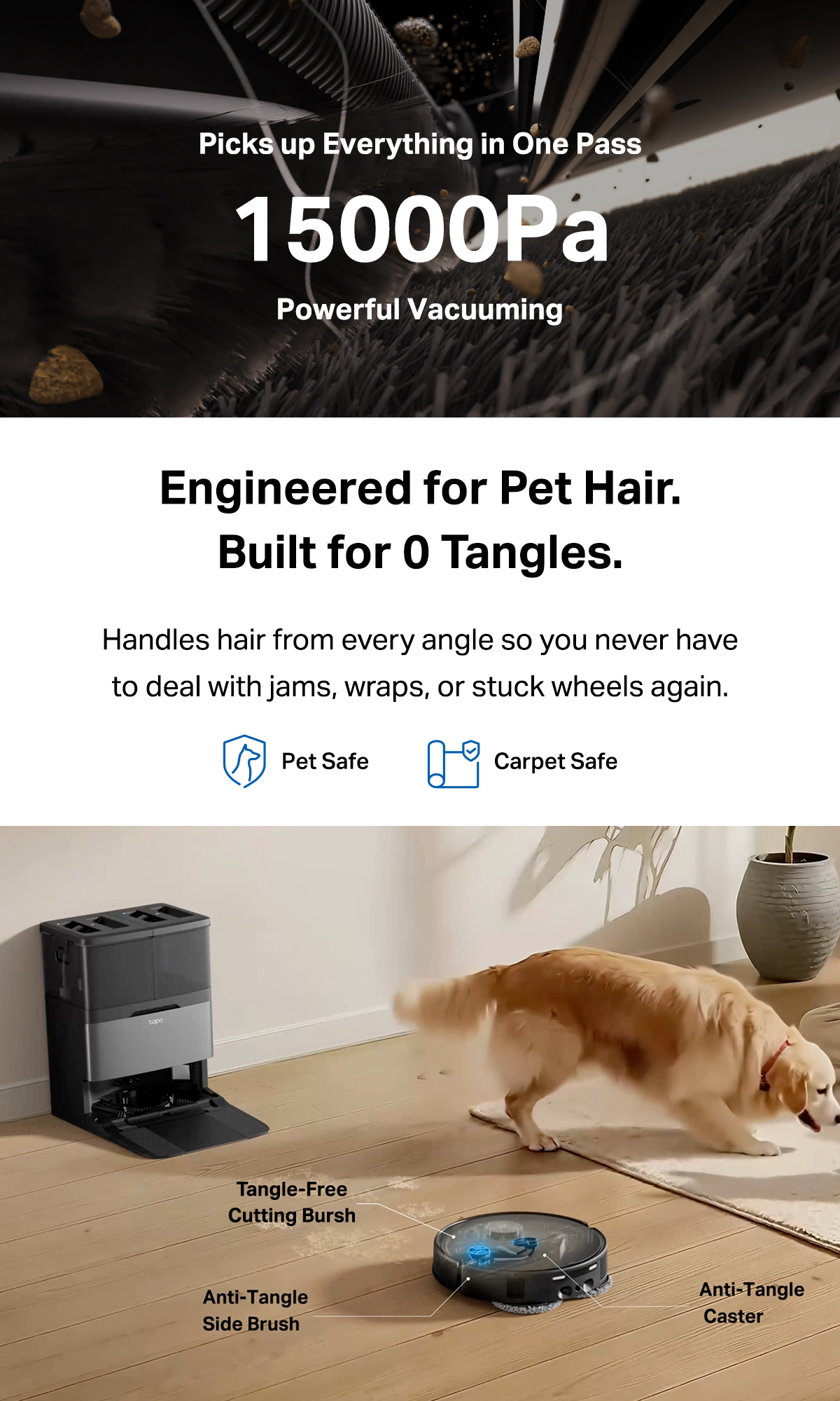 【NEW】TP-Link Tapo RV50 Pro Omni 15000Pa DeepEdge Adaptive Robot Vaccum ...