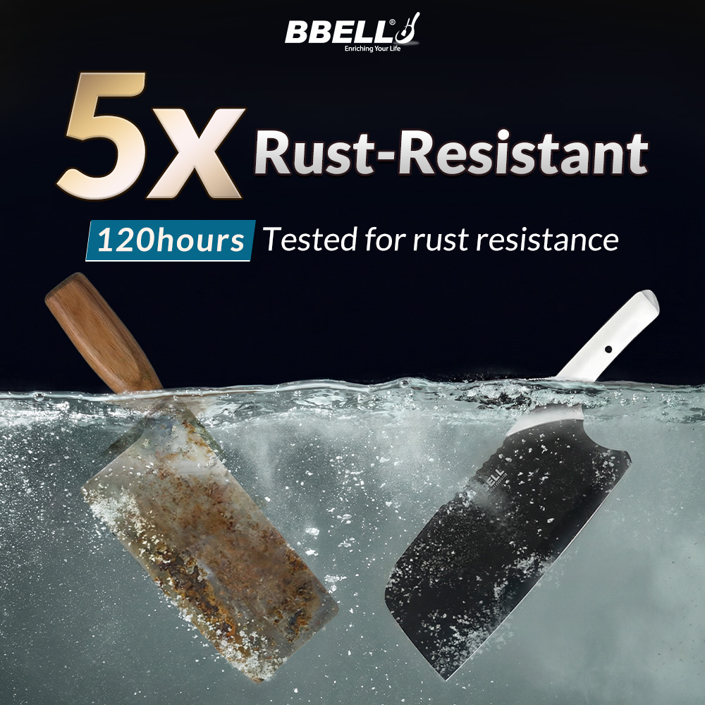 BBELL 5 Piece Black Titanium Shark Knife Block Set Cleaver Pisau Dapur ...