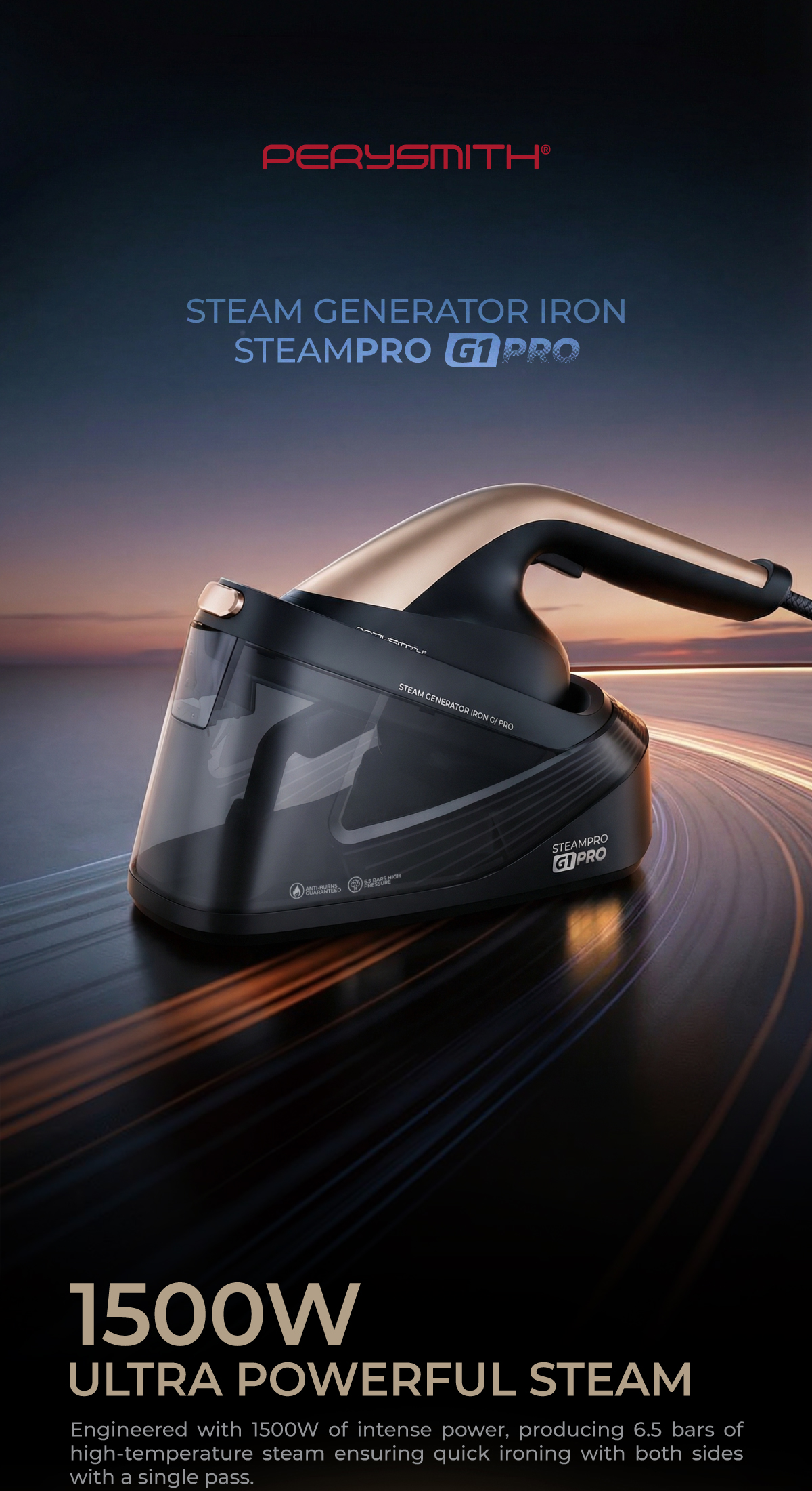PerySmith G1 Pro Anti-Burn Guaranteed Steam Generator Iron SteamPro ...