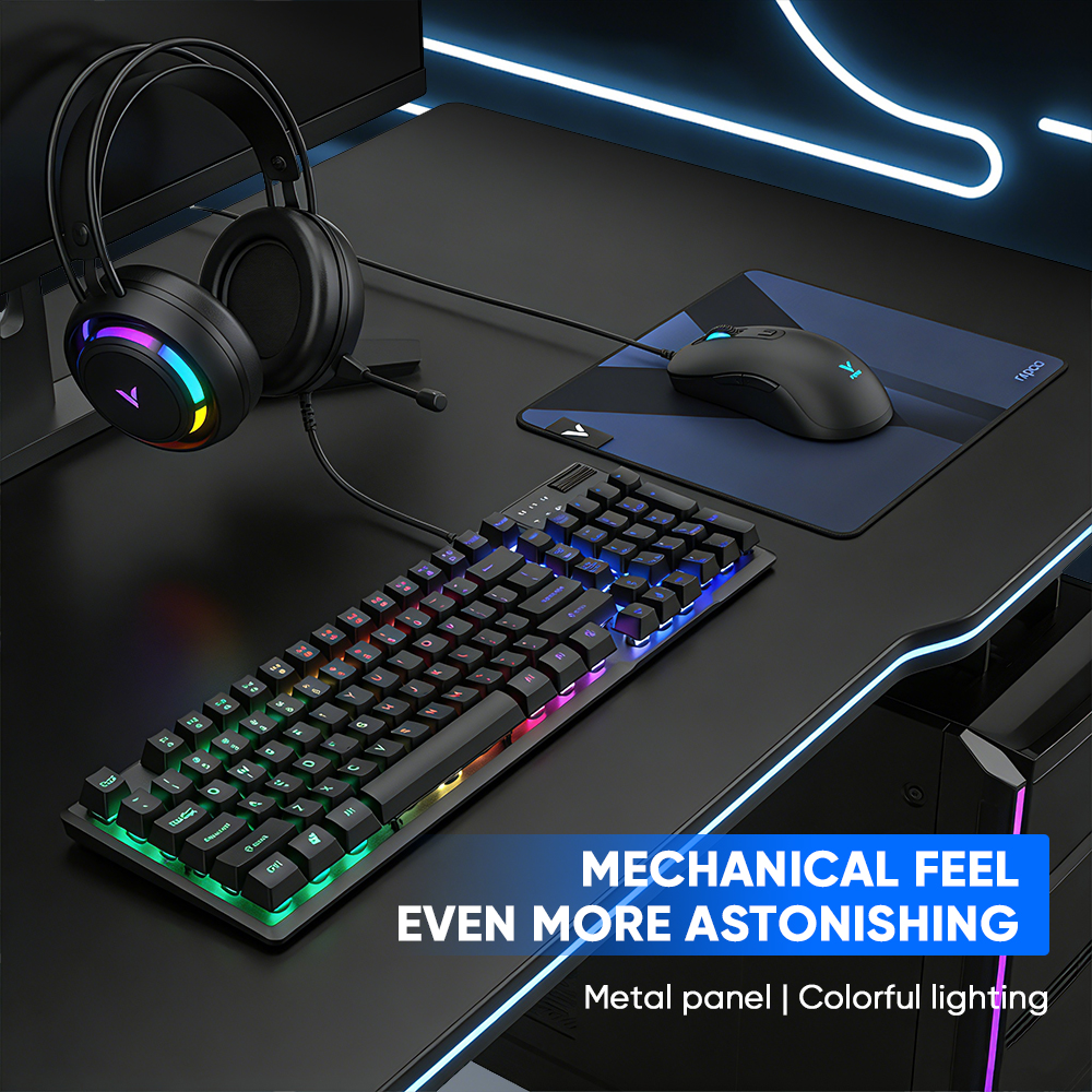 Rapoo V125S 4 in 1 Gaming Set Keyboard(Mouse, keyboard, headset, mouse ...