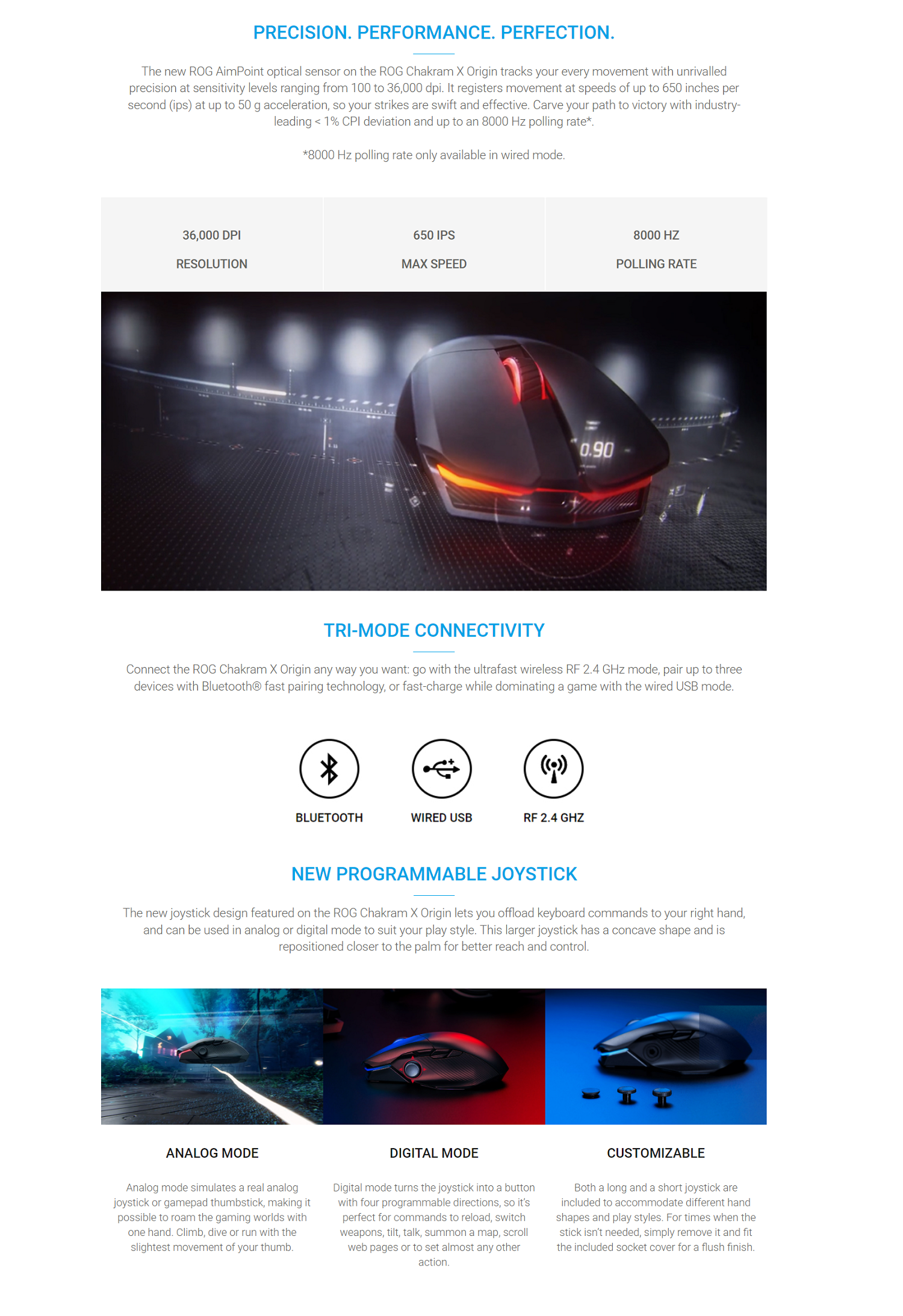 ASUS ROG CHAKRAM X ORIGIN P708 WIRELESS RGB GAMING MOUSE WITH 36,000 ...