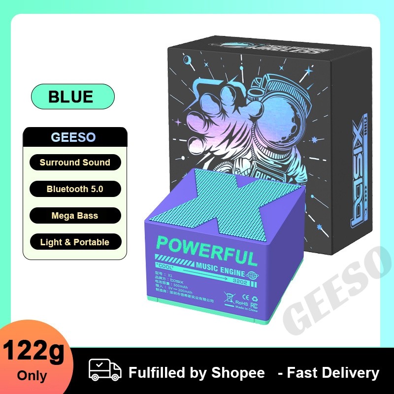 X1 Speaker Portable Bluetooth 5.0 Stereo Surround Mini Desktop Speaker Outdoor Subwoofer ...