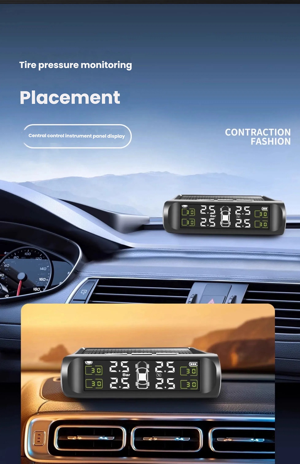 Tyre Pressure Monitor tire warning solar External Sensors LCD Warning ...