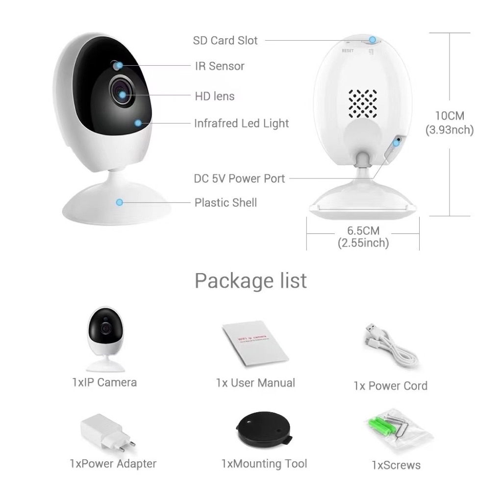 1080P WiFi IP Camera CCTV Rumah | 180° Auto Tracking, AI Human Detect ...