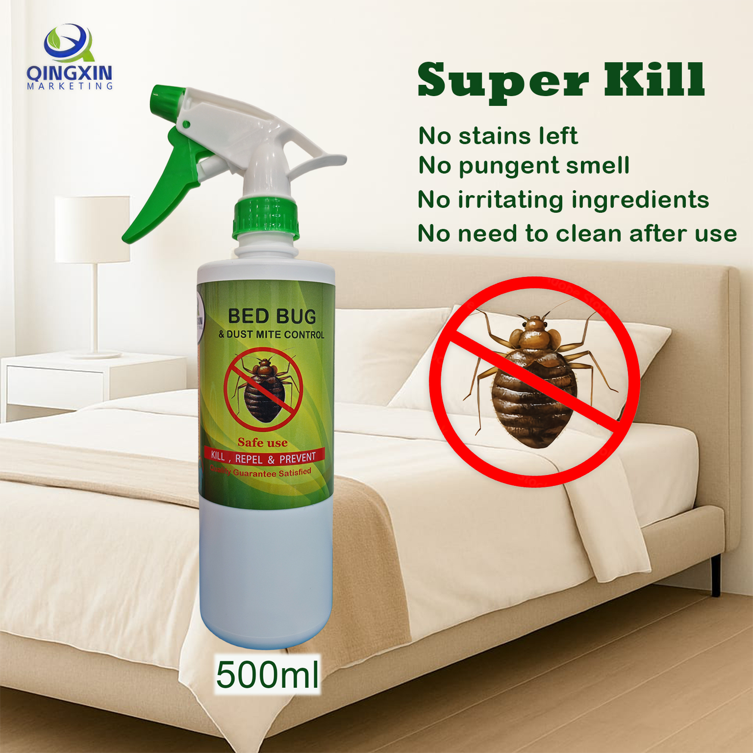 QINGXIN Bed Bug & Dust Mite Spray – Kill Hama Tilam Fast | Safe for ...