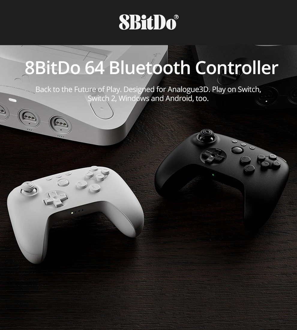New 8Bitdo N64 Bluetooth Controller for Analogue 3D, Switch, Windows ...