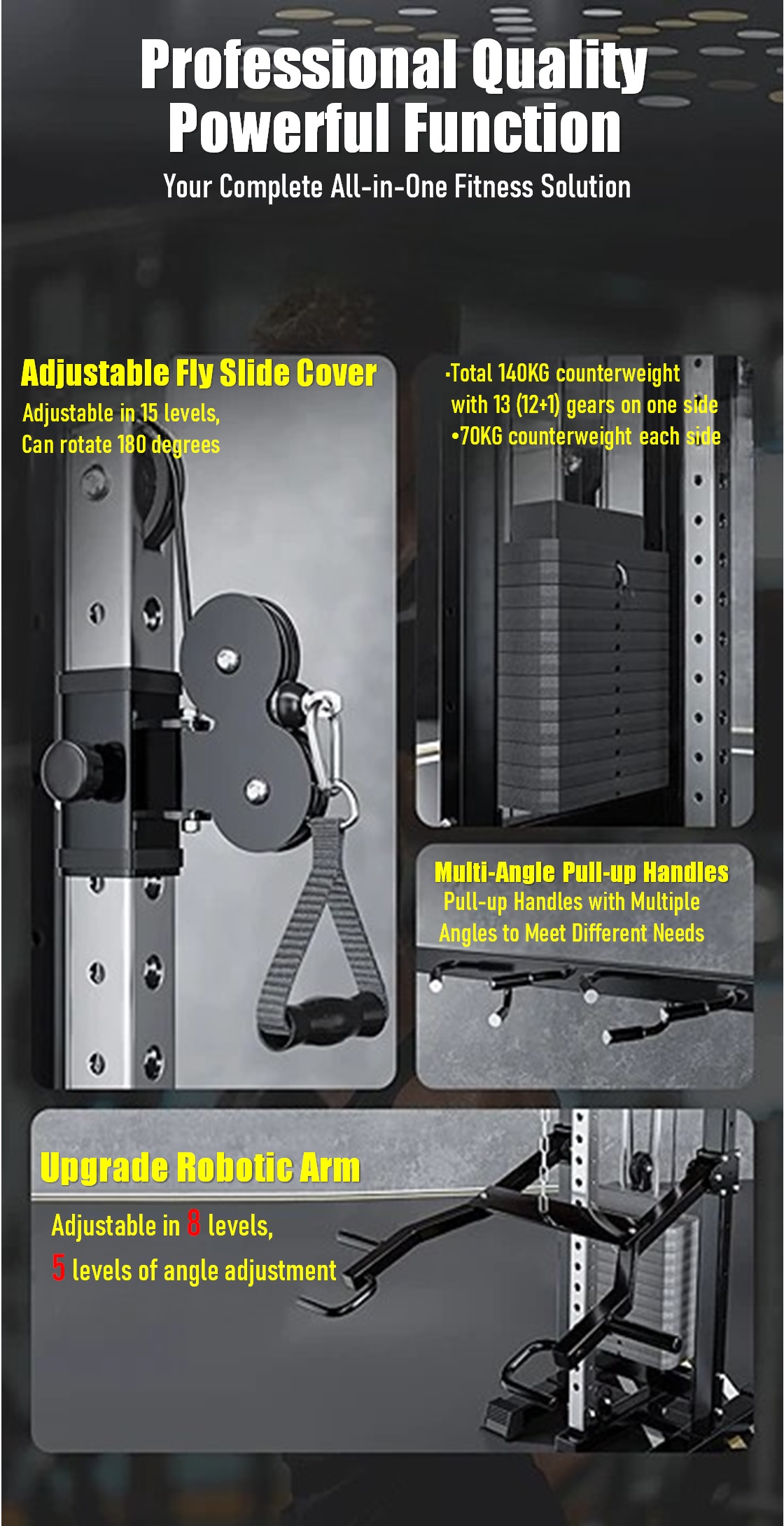 ADSports JL-DFN1 All in One Machine Commercial Cable Crossover Smith ...