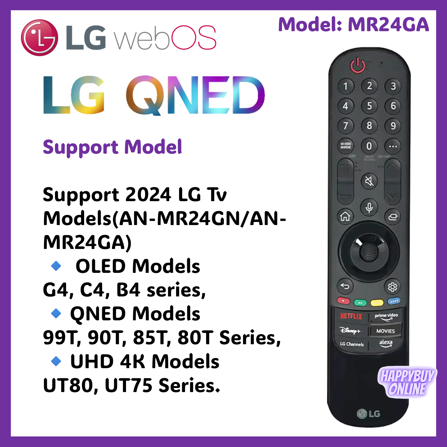LG Original QNED HDR 4K TV Magic Remote Control MR24GA LG OLED Google ...