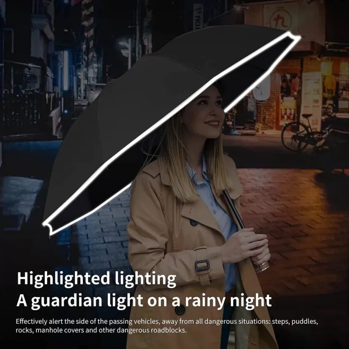 Automatic Reverse Umbrella With Reflective Stripe Foldable Sun umbrella ...