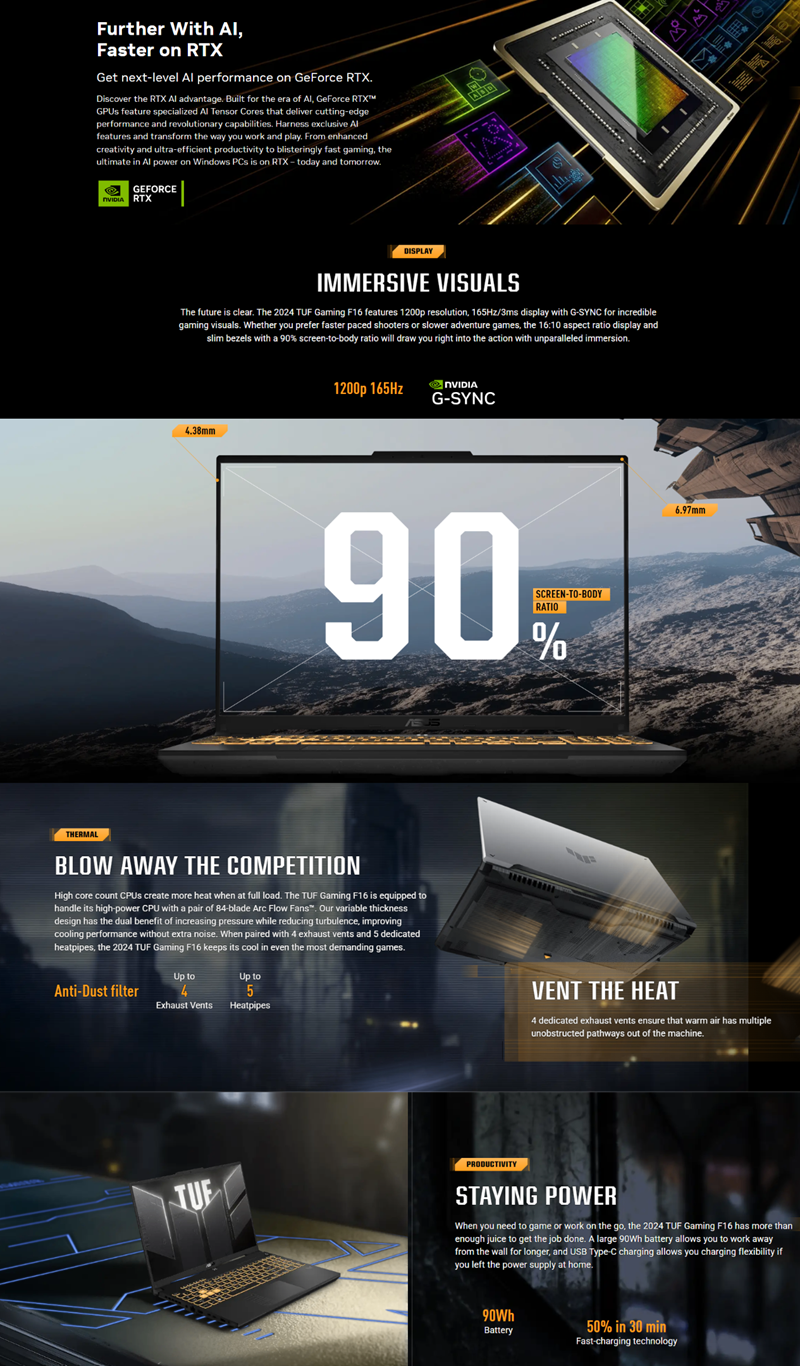 ASUS TUF F16 Gaming Laptop (CORE 5 210H/16GB/512GB/RTX3050 6GB/16 WUXGA 144Hz IPS/W11/BAG ...