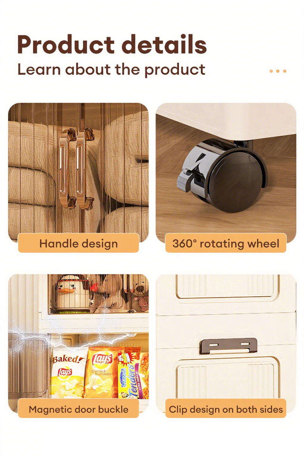 L50-80cm Double Door Storage Cabinet Foldable/Stackable Storage Box ...