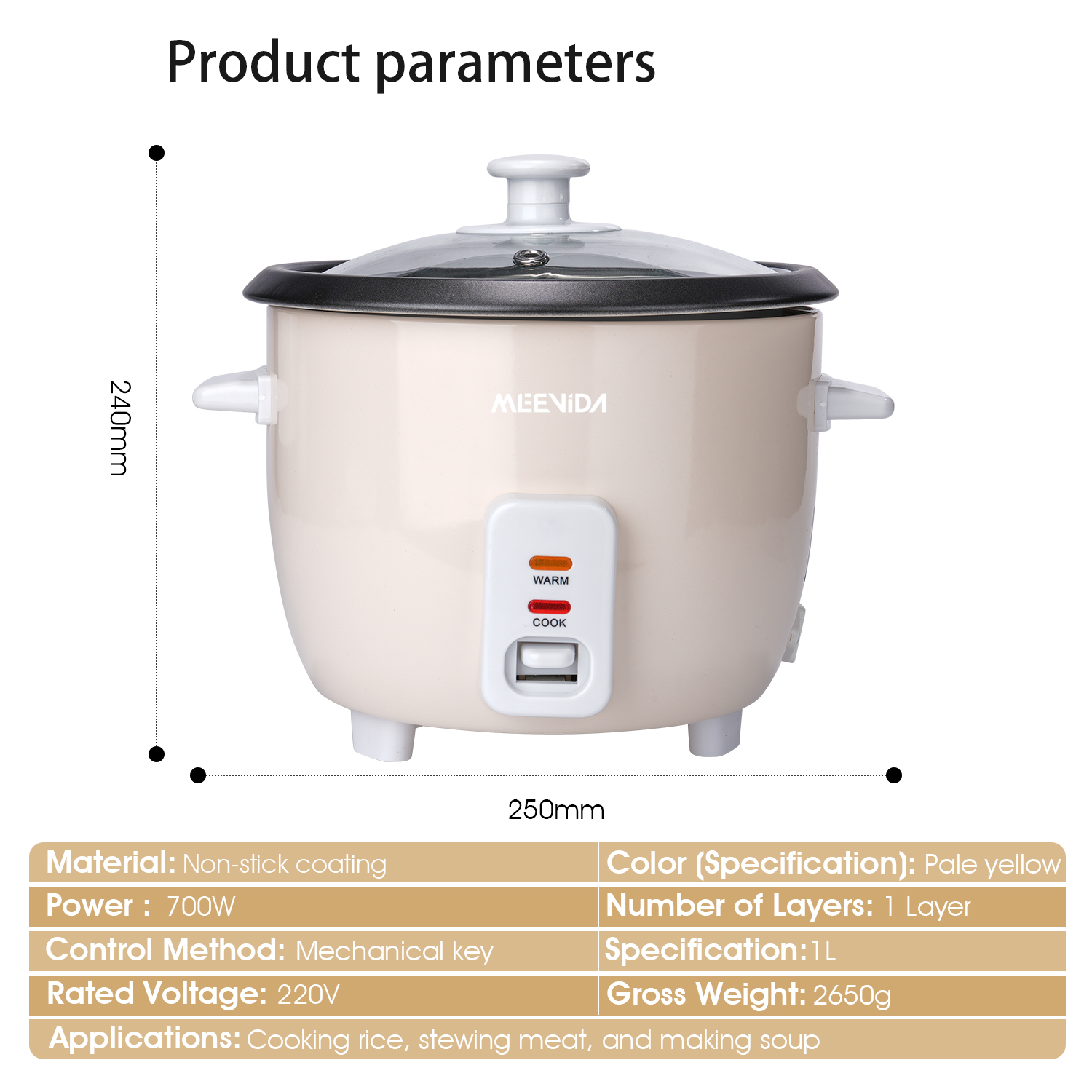 MEEVIDA Electric Rice Cooker Non Stick 电饭锅 (1L/400W) | Shopee Malaysia