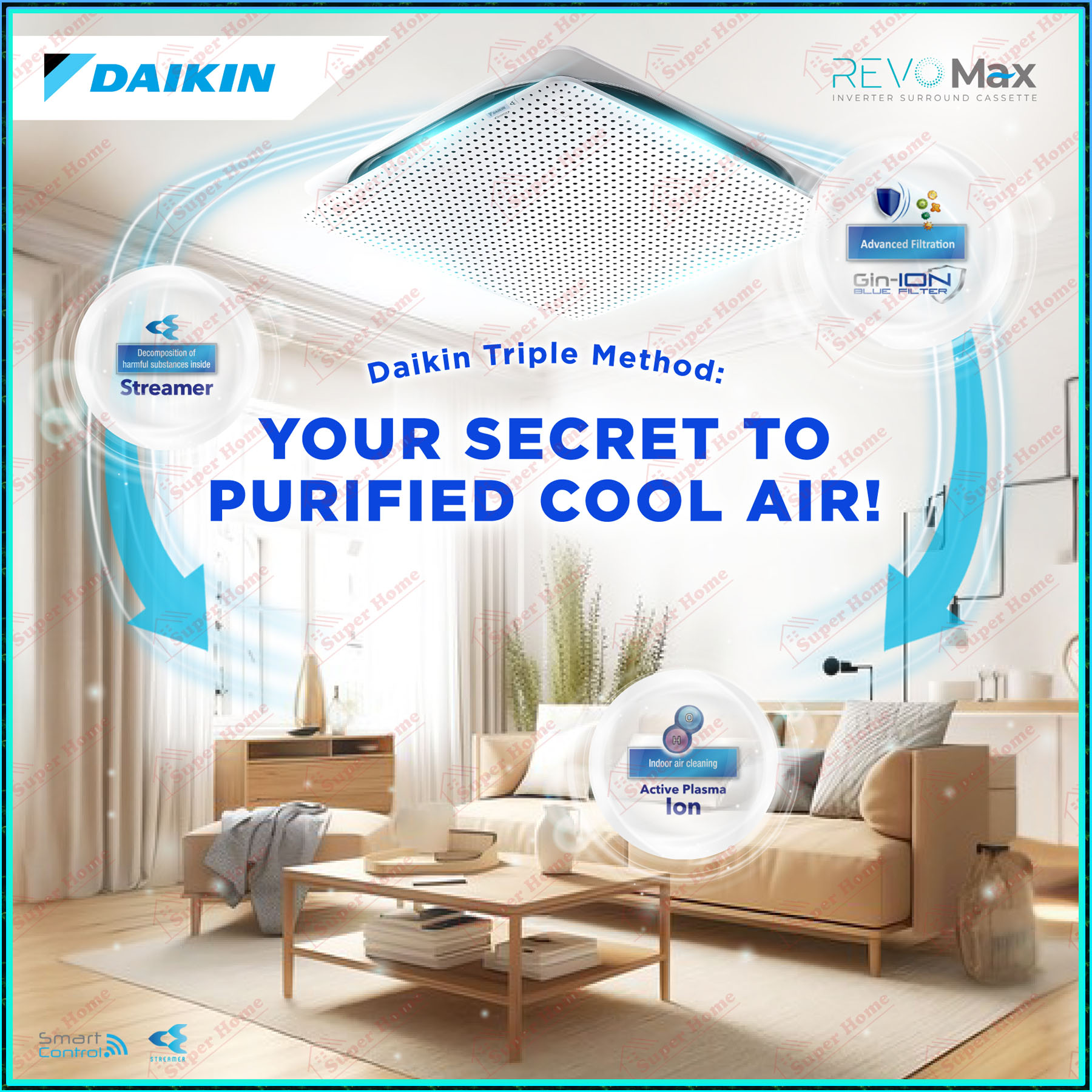 Daikin REVO Max Surround Inverter Cassette 2hp - 5hp R32 Inverter ...