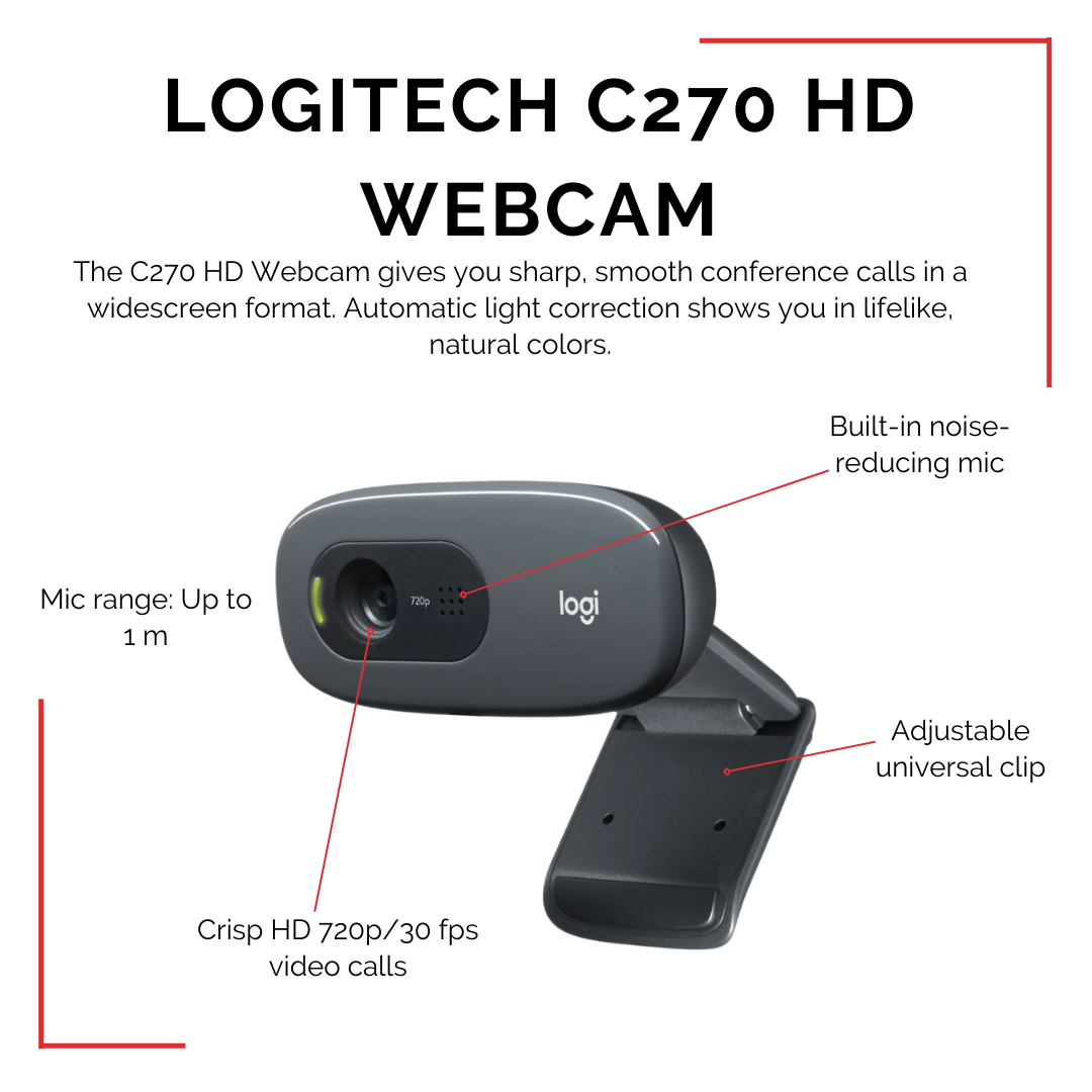 Logitech C270 HD WEBCAM HD 720p/30fps, Widescreen HD Video Calling, HD ...