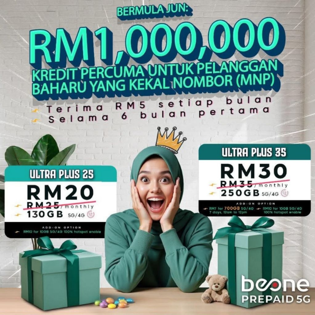 PREPAID BEONE KAD SIM PRABAYAR PELAN TERBAHARU ULTRA PLUS 5G/4G LIPUTAN LUAS CELCOM [GADIS ...