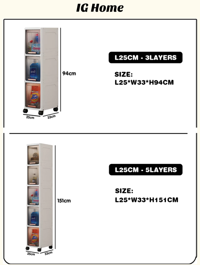 IG HOME L25CM Bathroom Cabinet Rak Bilik Mandi Slim Storage Cabinet ...