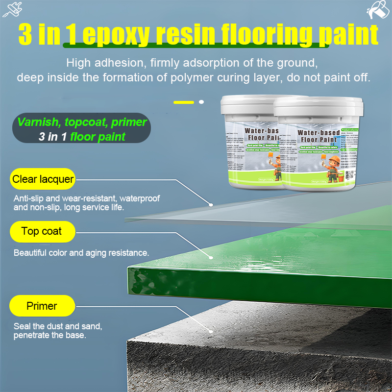 【24hour delivery】1000ml upgraded water base epoxy floor paint quick dry ...