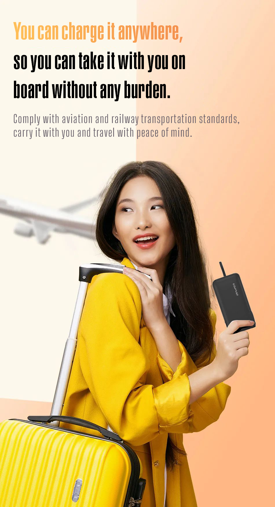 AWEI P84K 22.5W 10000mAh Built-In Cable Fast Charge Powerbank with AC ...