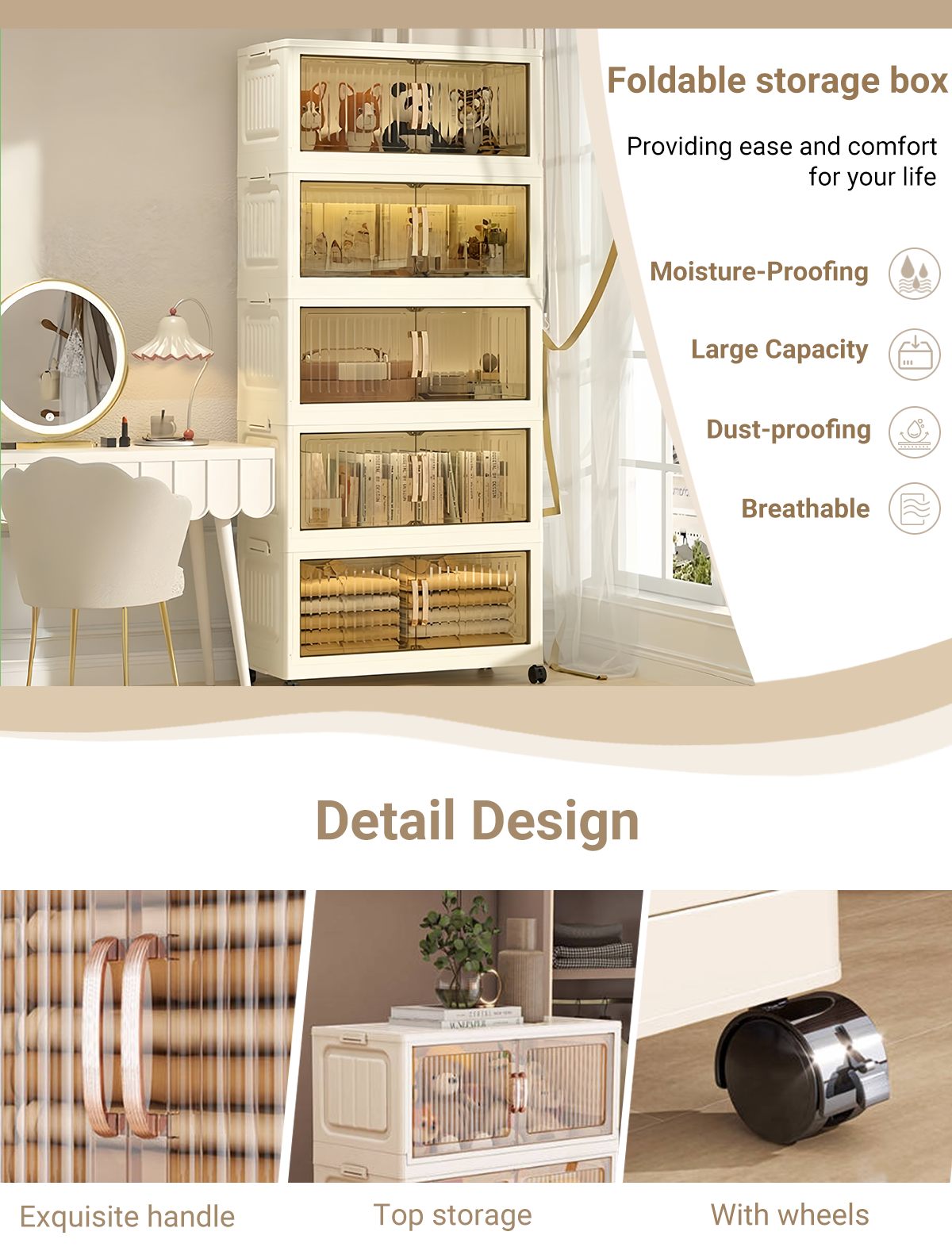 40-90cm 2 Doors Multipurpose Foldable Storage Cabinet Storage Rack ...