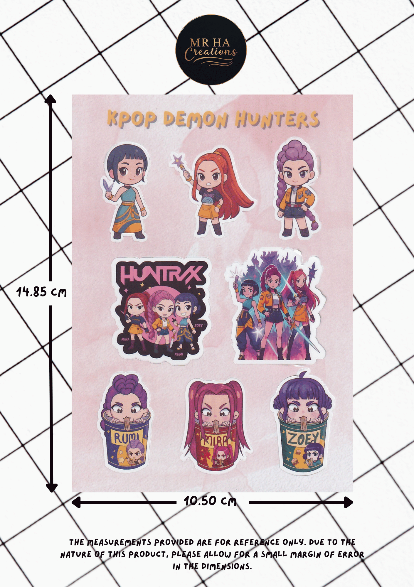 KPOP Demon Hunters Sticker Waterproof Sheet | Huntrix | Kawaii Vinyl ...