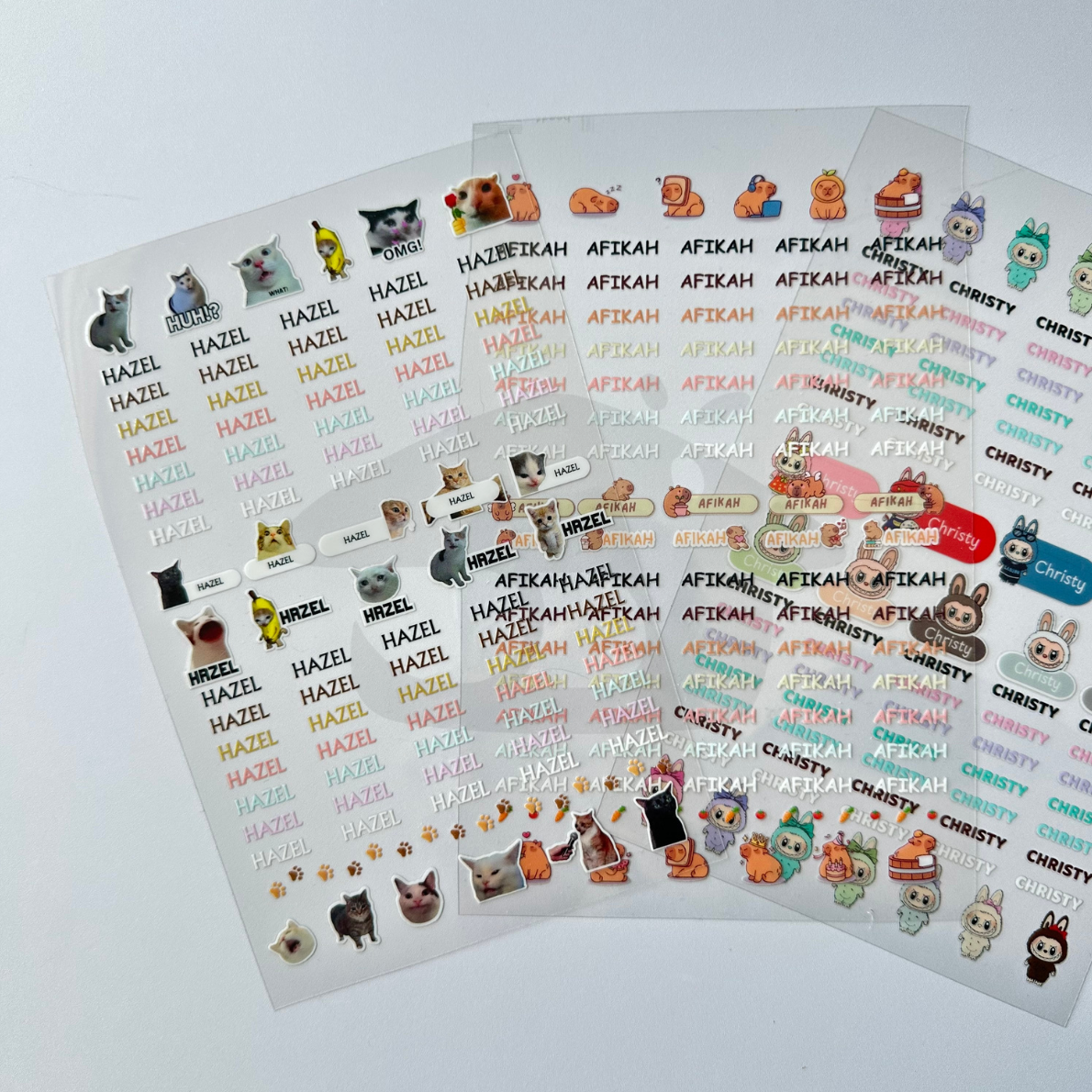 Cartoon Sticker Name -UV DTF Sticker Nama 3D Jello Sticker Name Cute ...