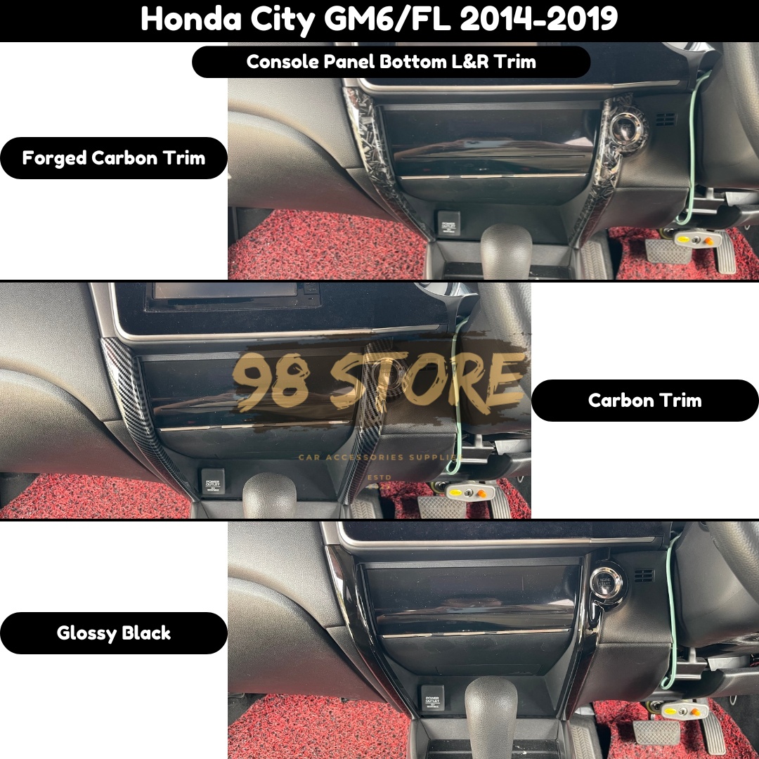 HONDA CITY GM6/FL 2014-2019 FORGED CARBON TRIM&GLOSSY BLACK CONSOLE ...