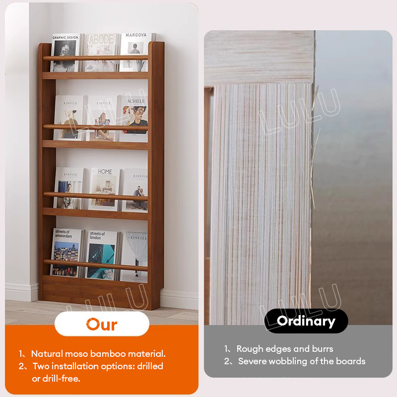 LULU Kids Bookshelf Rak Buku 60/80CM Bamboo Storage Rack Book Floor ...