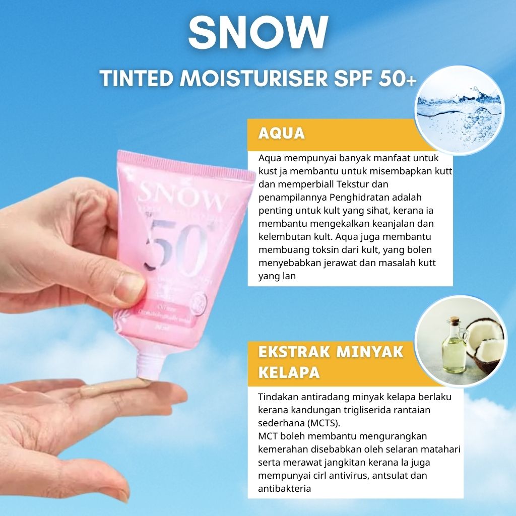 DHerbs Snow Sunscreen SPF50 PA+++ Tinted Moisturiser Lightweight ...