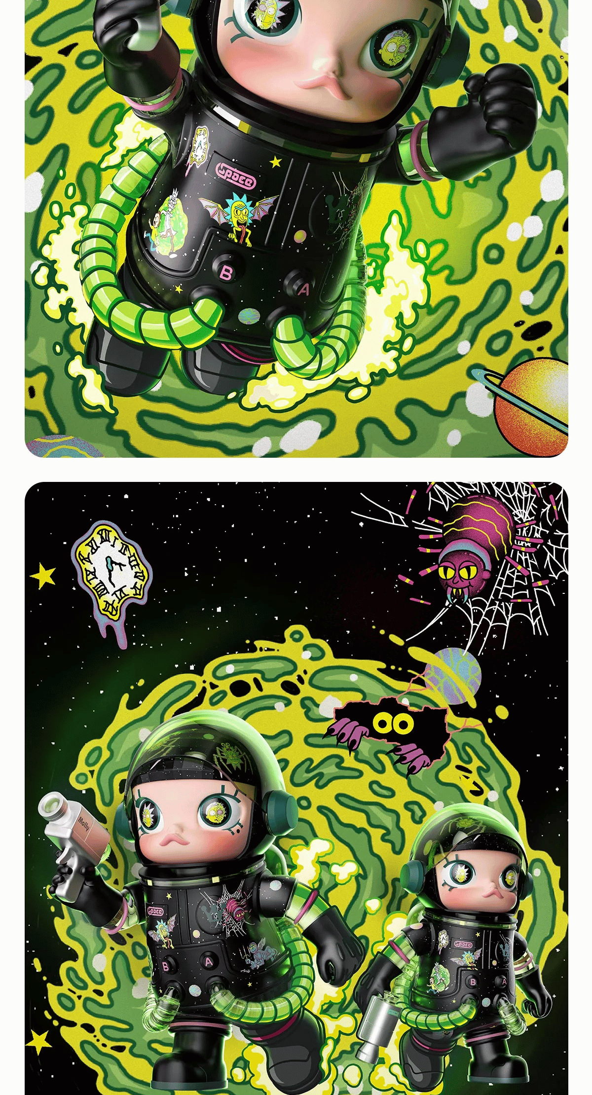 Original POP MART MEGA SPACE MOLLY 1000% Rick and Morty 泡泡玛特1000% ...