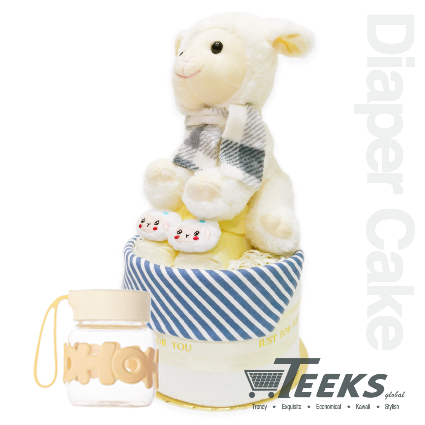 Lammie the Lamb Diaper Cake Baby Hamper 8 inch for Newborn, Baby Shower ...