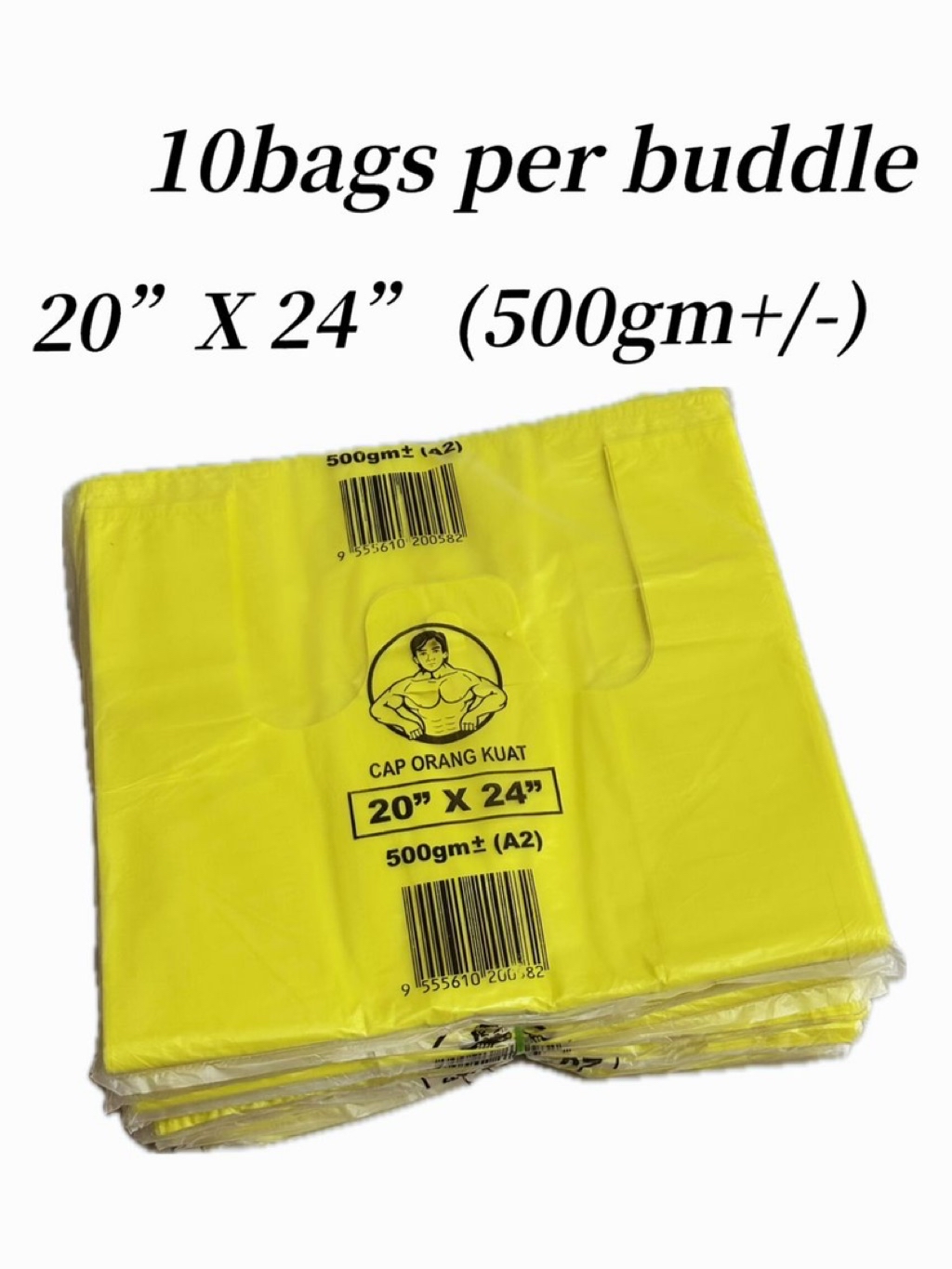 20”X 24” (500gm+/-) 10bags per buddle Cap Orang Kuat A2 Plastic Bag ...